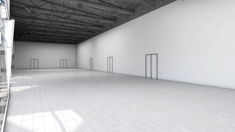 Enormous White Hall with Exterior Lighting Large Internal Architecture ...