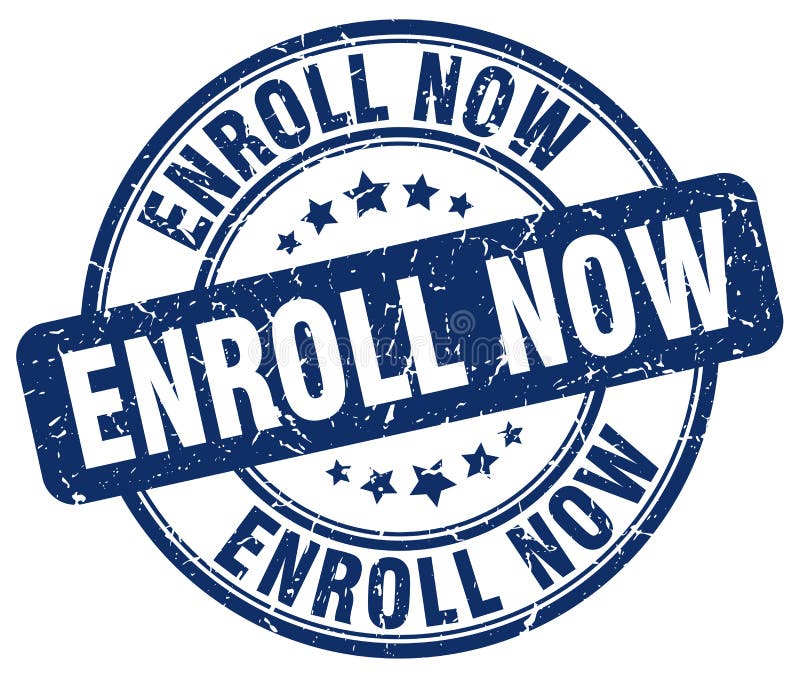 Enroll Now Blue Square Sticker Stock Vector - Illustration of sticker ...