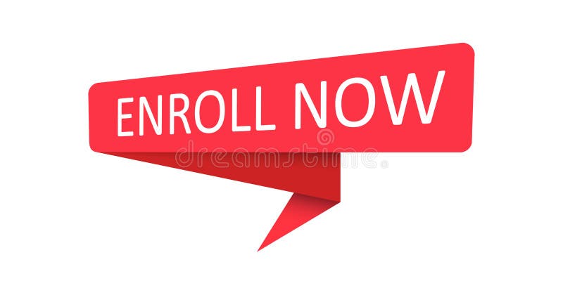 Enroll Now. a Red Banner, Pointer, Sticker, Label or Speech Bubble for ...