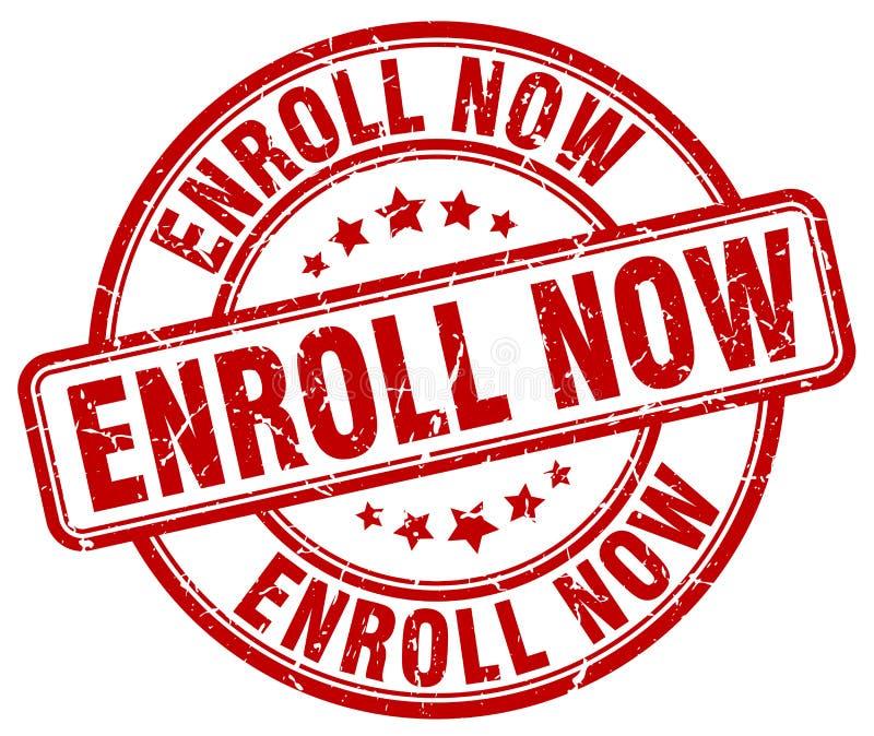 Enroll Now Red Grunge Round Vintage Stamp Stock Vector - Illustration ...