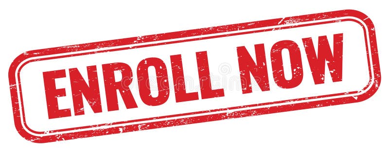 ENROLL NOW Text on Red Grungy Stamp Stock Illustration - Illustration ...