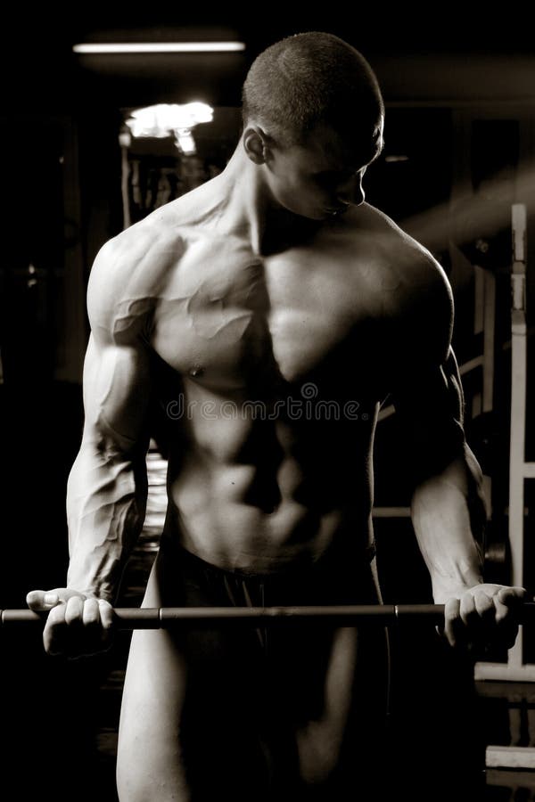 Enrollamientos Del Bíceps Del Barbell Foto de archivo - Imagen de ...