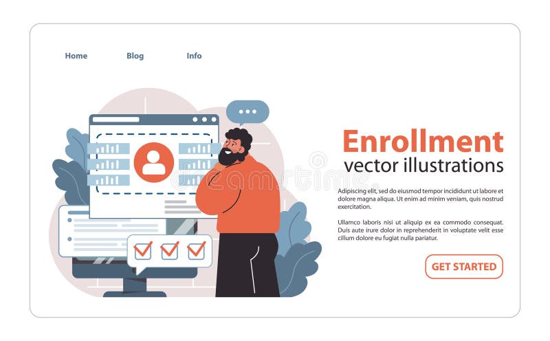 Enrollment Process Concept. Flat Vector Stock Vector - Illustration of ...