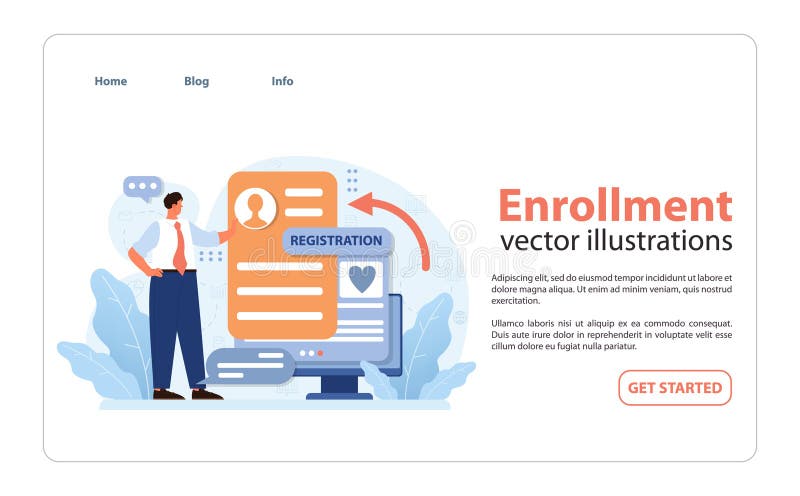 Enrollment Process Visualized. Flat Vector Stock Vector - Illustration ...