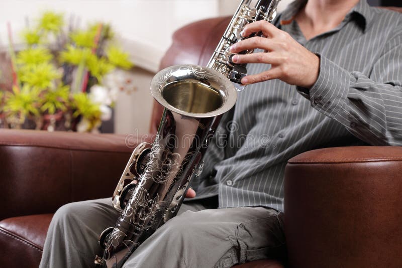 Ensaio do saxofone foto de stock. Imagem de horizontal - 26286504