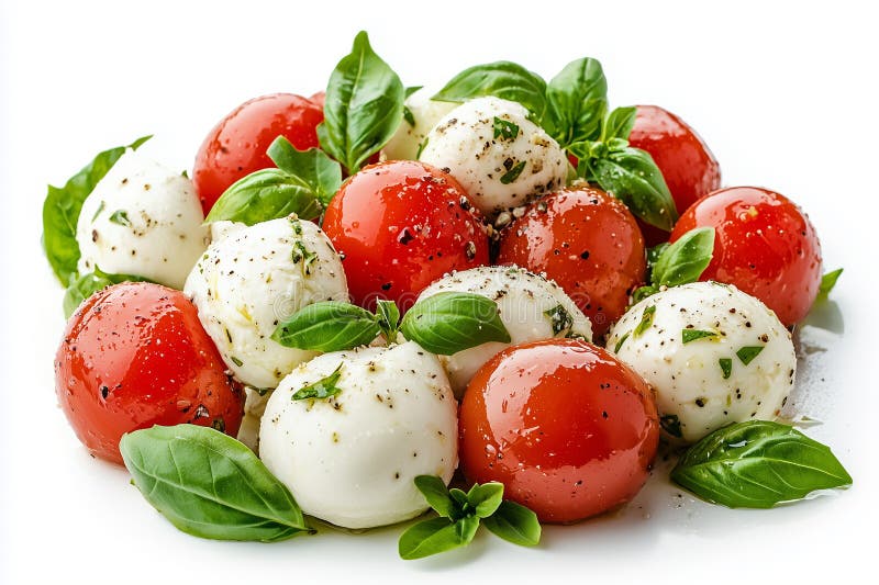 Ensalada Caprina Aislada En Blanco Stock de ilustración - Ilustración ...