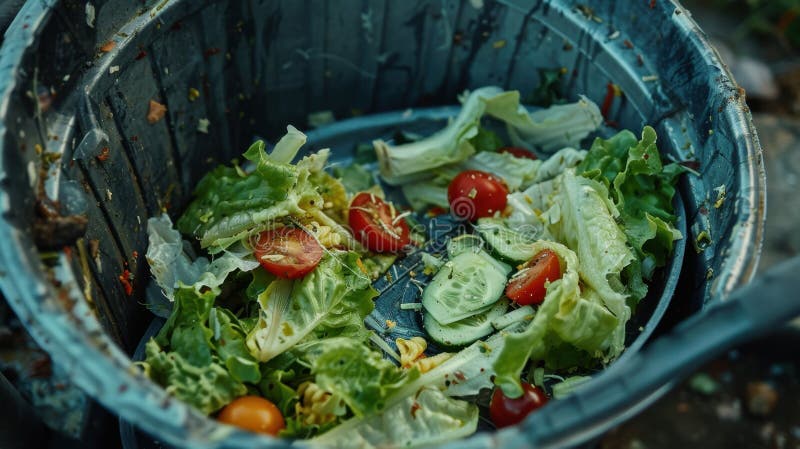 Ensalada De Desechos En El Basurero. Ensalada Sobrante En El Basurero ...