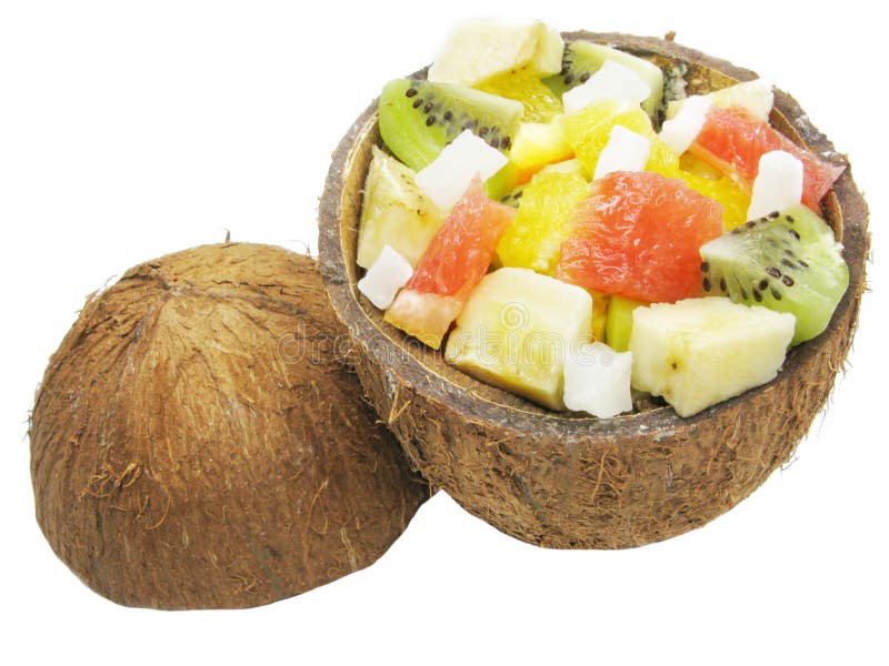 Ensalada de fruta en coco foto de archivo. Imagen de alimento - 12355804