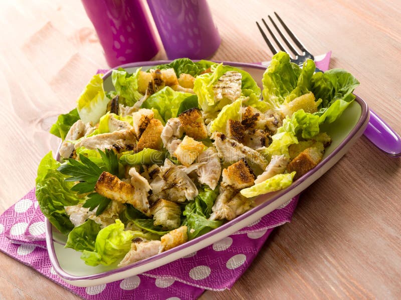 Ensalada De Pollo Con Lechuga Imagen de archivo - Imagen de aperitivo ...