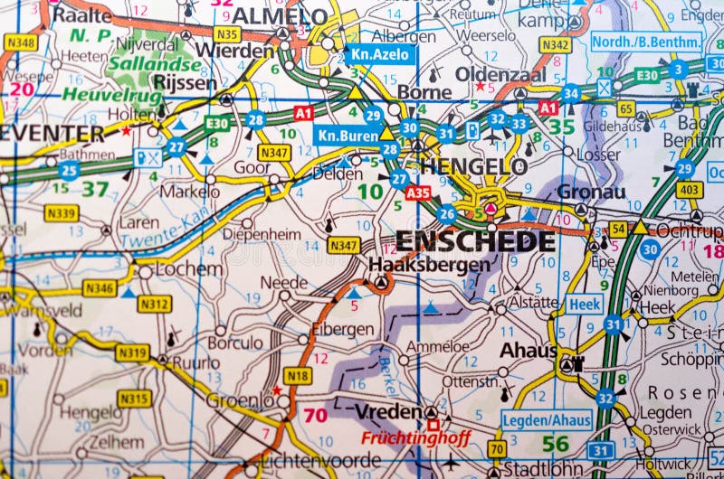 Enschede on map stock photo. Image of positioning, aerial - 97136346
