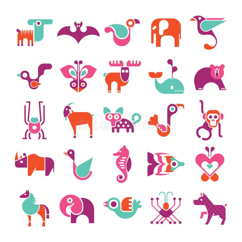 Ensemble Animal D'icône De Vecteur Illustration de Vecteur ...