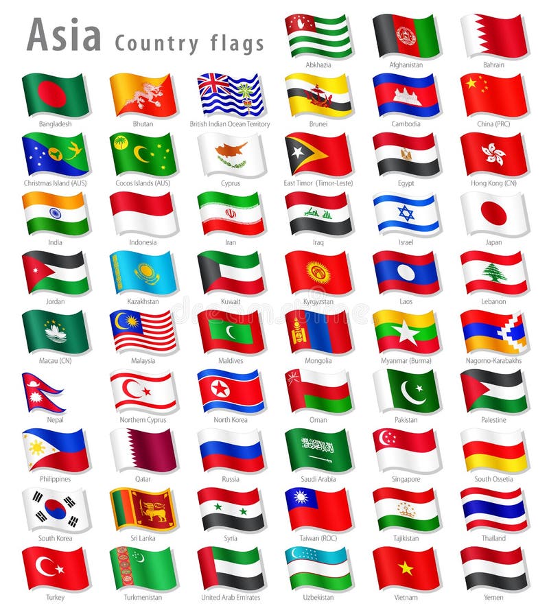 Ensemble Asiatique De Drapeau National De Vecteur Illustration de ...