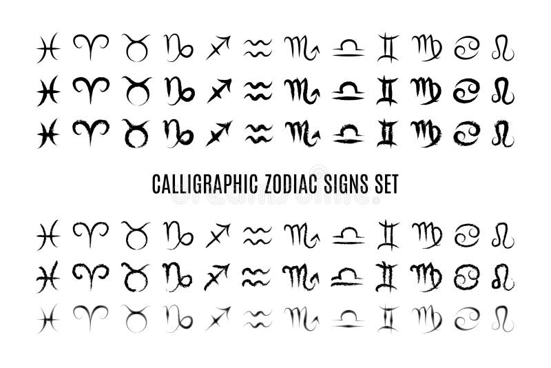 Ensemble Calligraphique De Signe De Zodiaque Illustration de Vecteur ...