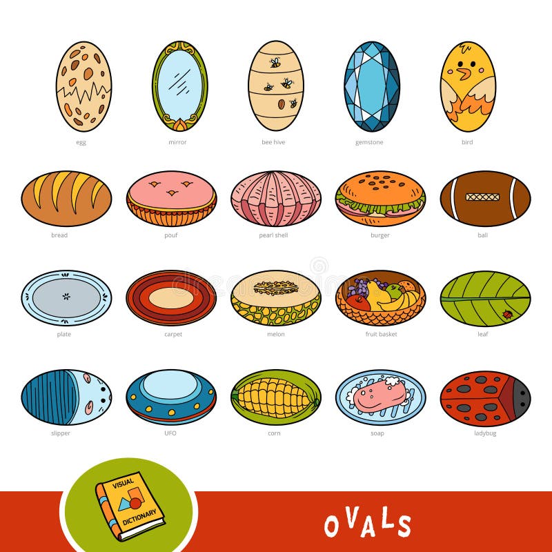 Ensemble Coloré D'objets Ovales De Forme Dictionnaire Visuel ...