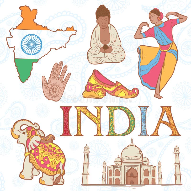 Ensemble De Symboles Indiens Illustration de Vecteur - Illustration du ...