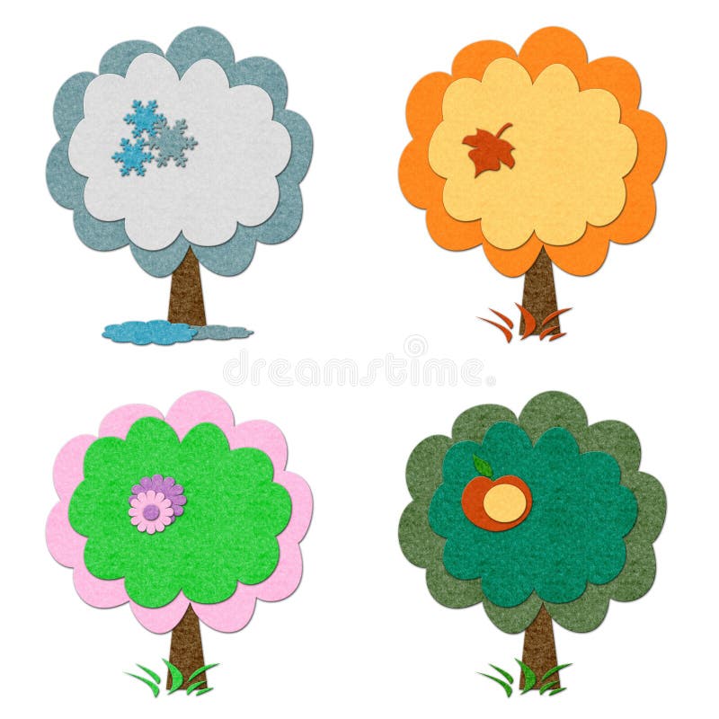 Ensemble D'arbres Saisonniers De Feutre Illustration Stock ...