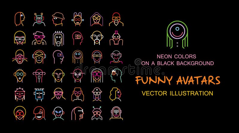 Ensemble D'avatars Drôles De Vecteur Illustration de Vecteur ...