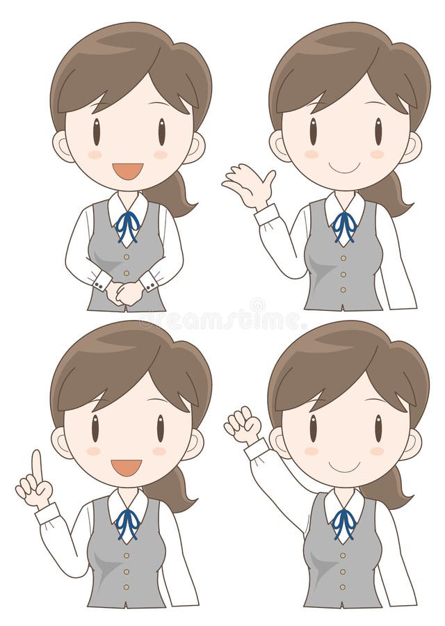 Ensemble D'expression De Femme De Bureau De Renseignements Illustration ...