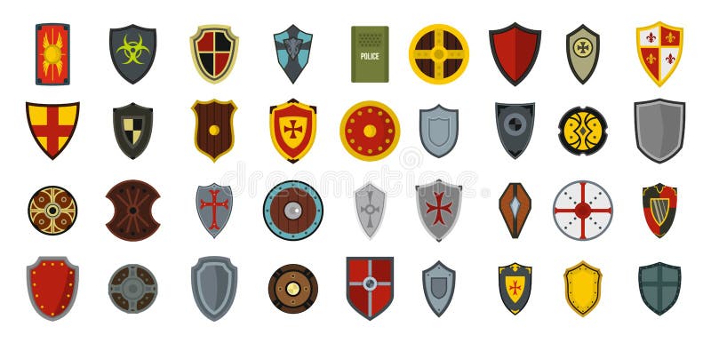 Icône De Bouclier, Style Plat Illustration de Vecteur - Illustration of ...