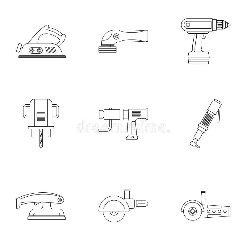 Ensemble D'icône De Machine-outil, Style D'ensemble Illustration de ...