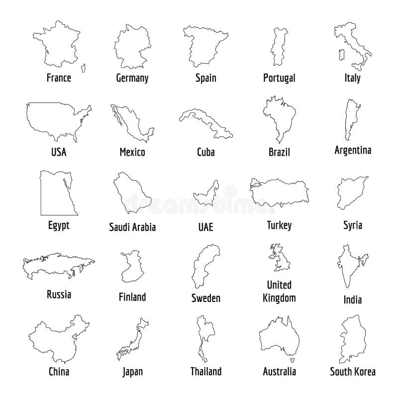 Ensemble D'icône De Pays De Carte, Style D'ensemble Illustration de ...