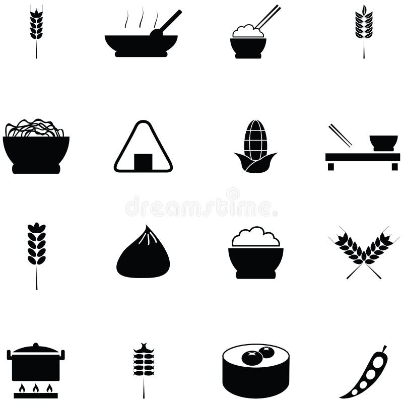 Ensemble d'icône de riz illustration de vecteur. Illustration du ...