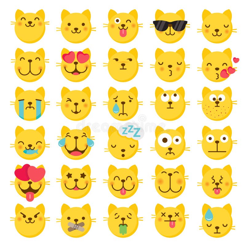 Emojis de chat illustration de vecteur. Illustration du yeux - 130462121