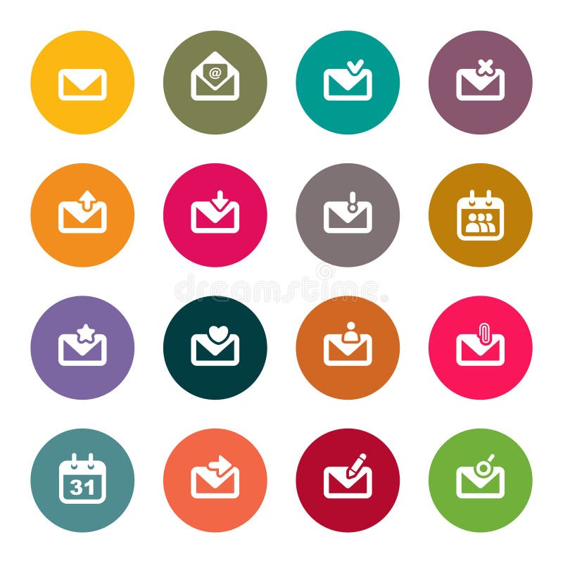 Ensemble D'icône D'email. Couleur Illustration de Vecteur ...