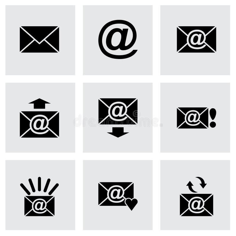 Ensemble D'icône D'email De Noir De Vecteur Illustration Stock ...