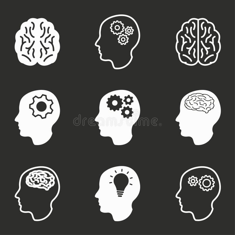 Ensemble d'icônes cerveau illustration de vecteur. Illustration du ...