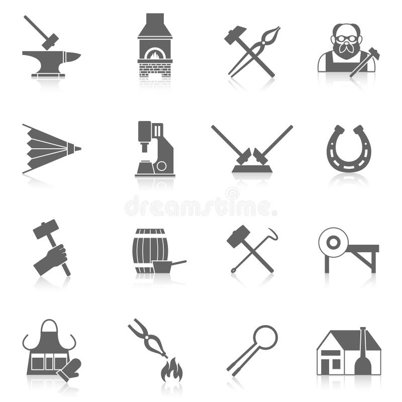Ensemble D'icône De Forgeron Illustration de Vecteur - Illustration of ...
