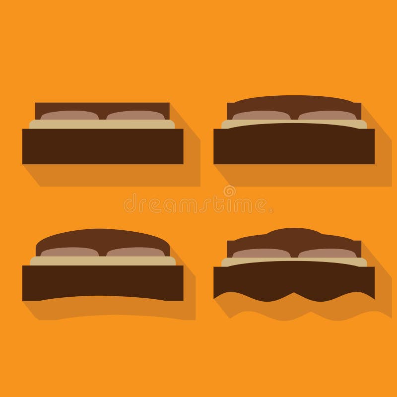 Ensemble D'icône De Lit D'ensemble, Pictogramme De Meubles Illustration ...