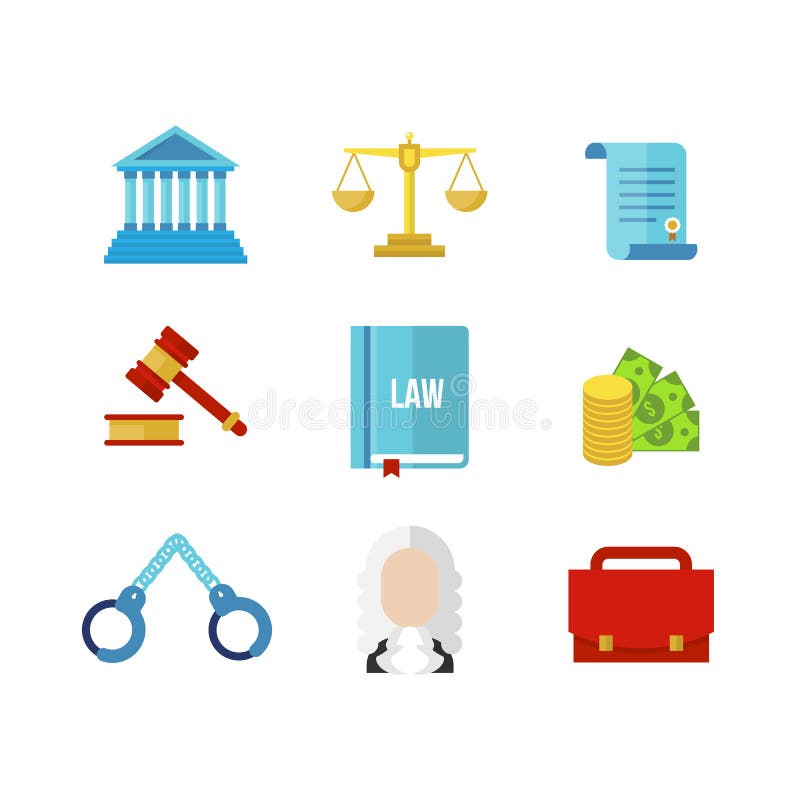 Ensemble D'icône De Juge De Loi, Signe De Justice Illustration de ...