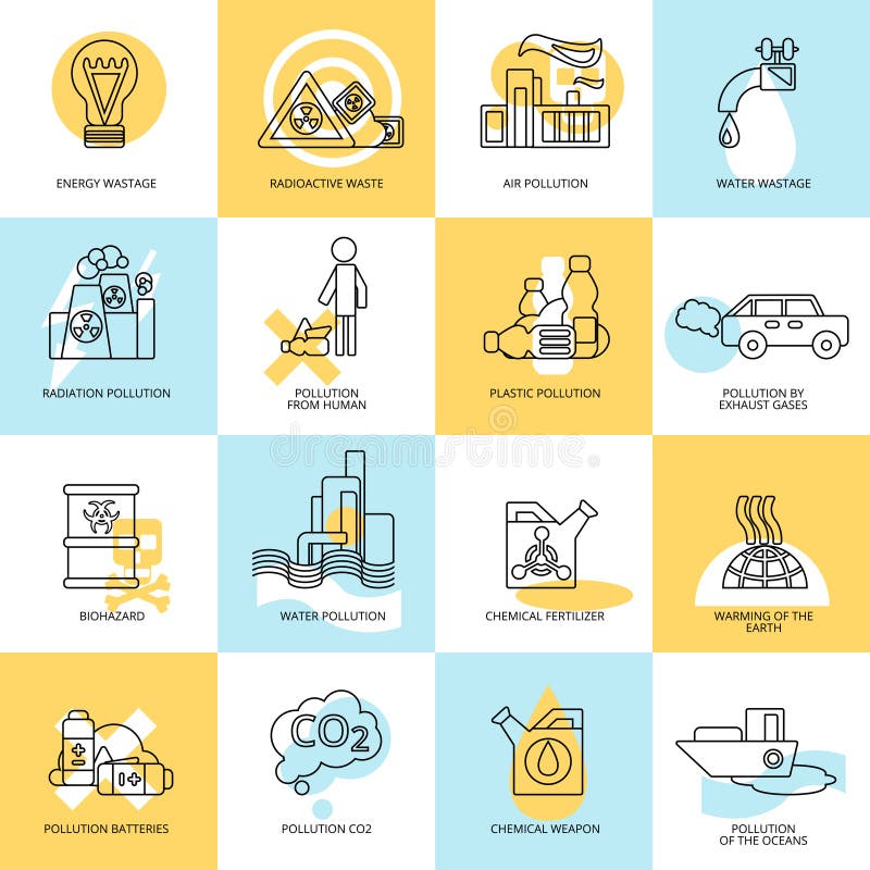 Ensemble D'icône De Pollution Illustration de Vecteur - Illustration du ...