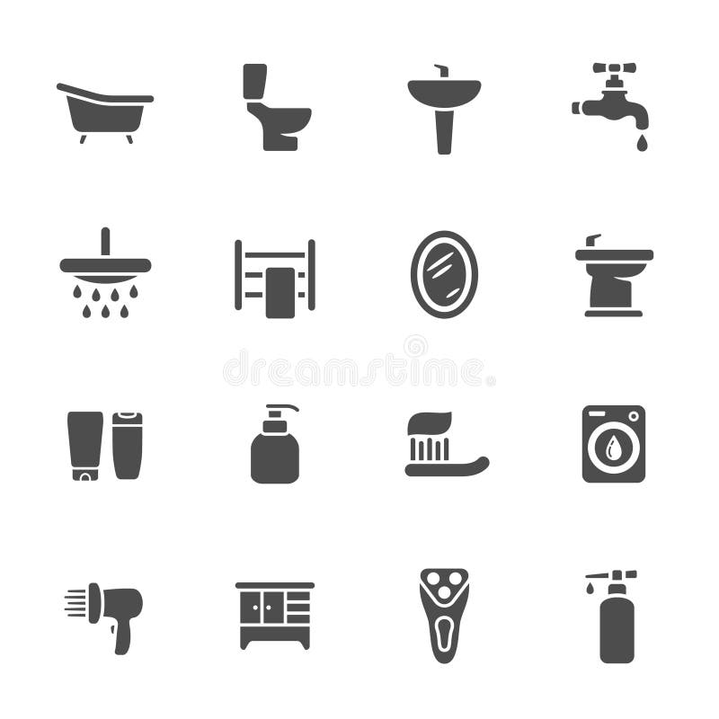 Ensemble D'icône De Salle De Bains Illustration Stock - Illustration du ...