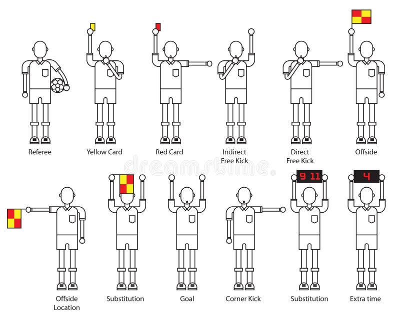 Ensemble D'icône De Signaux Du Football D'arbitre Illustration de ...