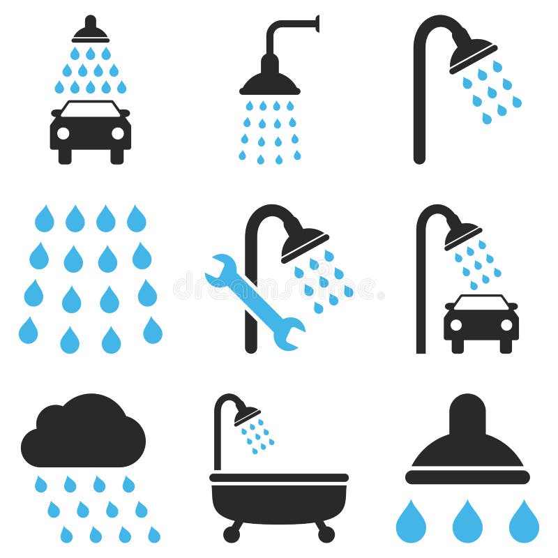Ensemble D'icône De Vecteur De Douche Et De Bath Illustration de ...