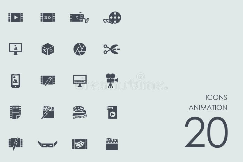 Ensemble D'icônes D'animation Illustration de Vecteur - Illustration of ...