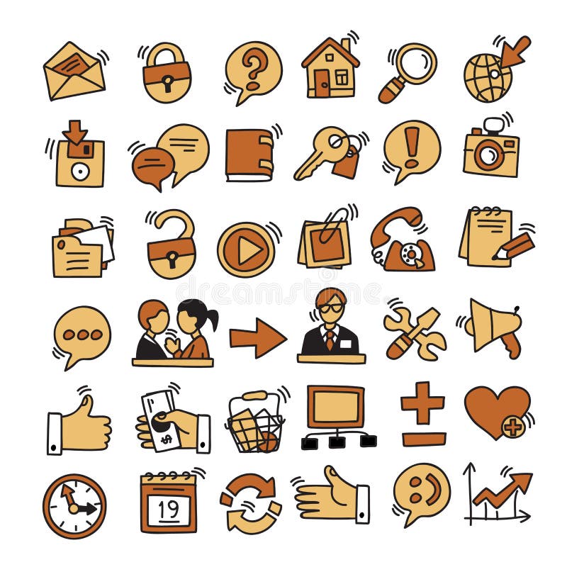 Ensemble D'icônes De Site Web Et D'Internet De Dessin De Main ...