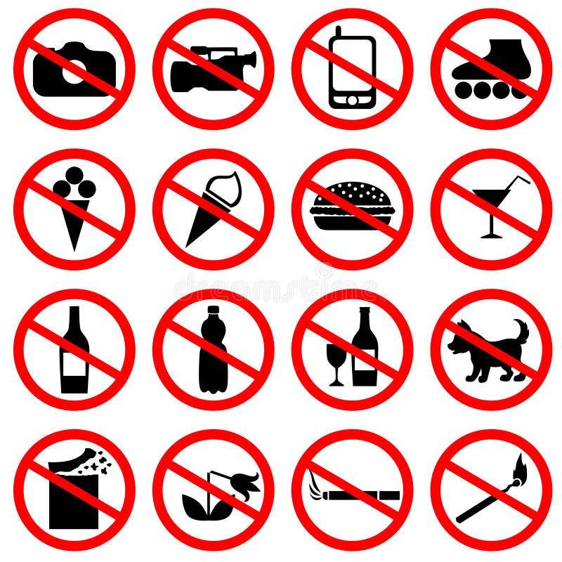 Ensemble D'interdiction D'icônes Illustration de Vecteur - Illustration ...