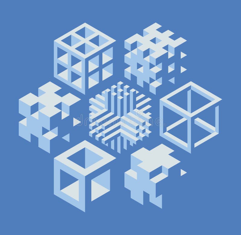 Ensemble D'objets 3d Cubiques Abstraits Illustration de Vecteur ...