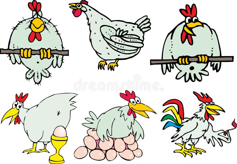 Ensemble D'oiseaux Et De Coqs Drôles De Poule Illustration de Vecteur ...