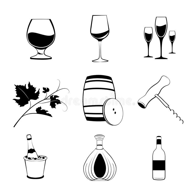 Vecteur D'ensemble En Verre Et De Bouteille De Vin Illustration de ... Vecteur D'ensemble En Verre Et De Bouteille De Vin Illustration de ...
