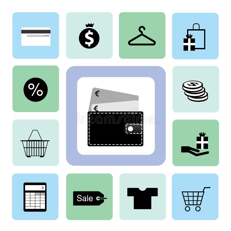 Ensemble de achat d'icônes illustration de vecteur. Illustration du ...
