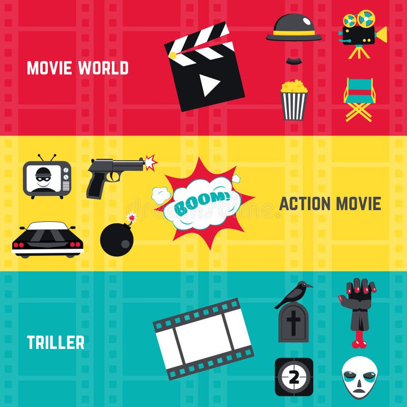 Ensemble De Bannière De Film Illustration de Vecteur - Illustration du ...