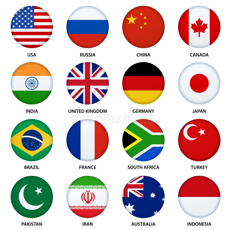 Collection De Conception D'icônes De Bouton De Drapeau Illustration de ...