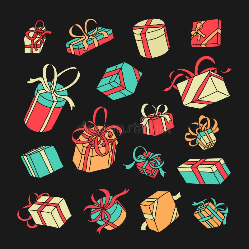 Ensemble De Cadeau De Symbole De Vecteur Illustration de Vecteur ...
