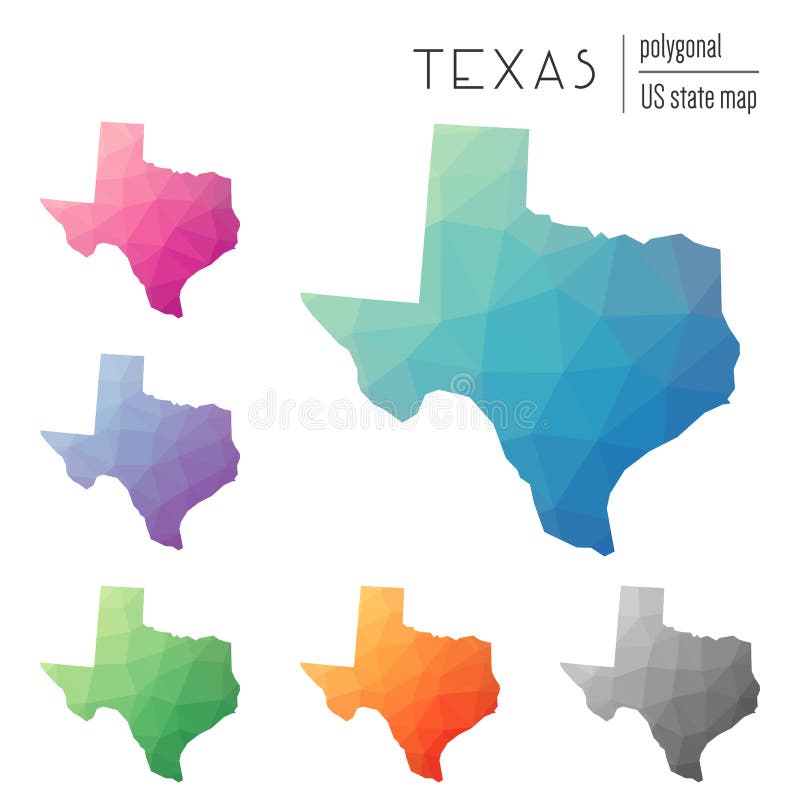 Ensemble De Cartes Polygonales Du Texas De Vecteur Illustration de ...