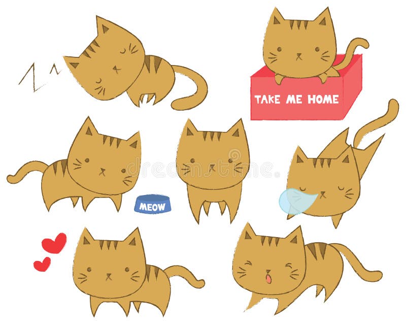 Chat Dans Diverses Positions Illustration Stock - Illustration du ...