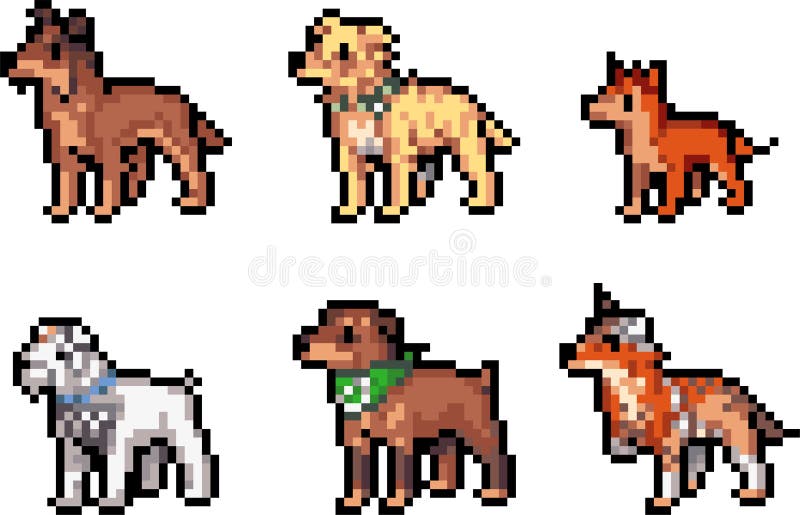 Ensemble De Chiens De Pixel Illustration de Vecteur - Illustration du ...